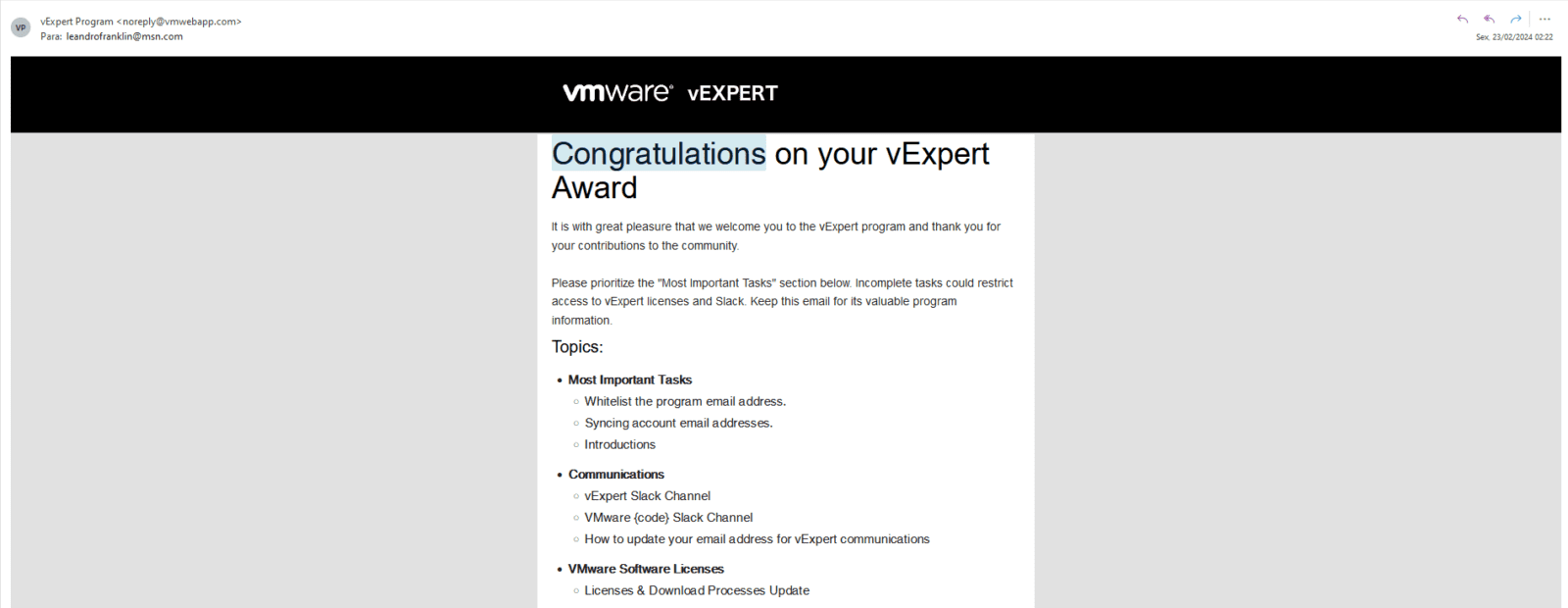 VMware vExpert - Fui Aprovado!