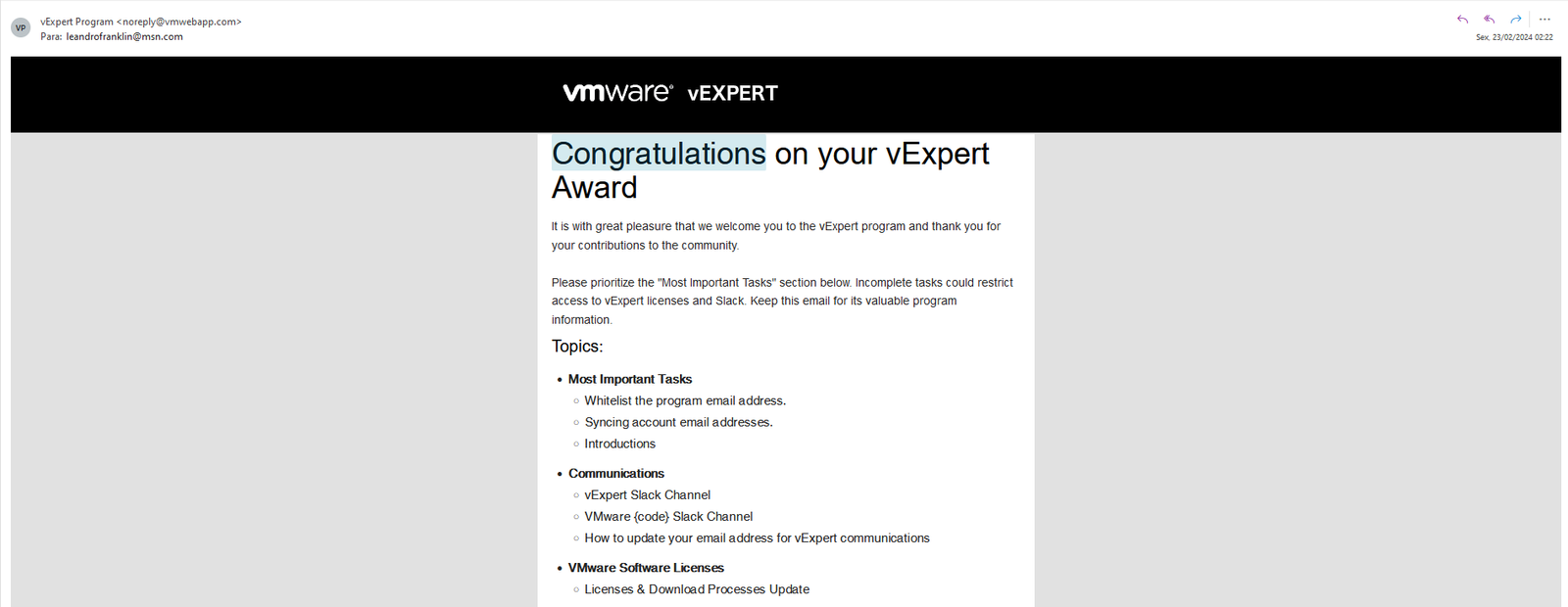 VMware vExpert - Fui Aprovado!
